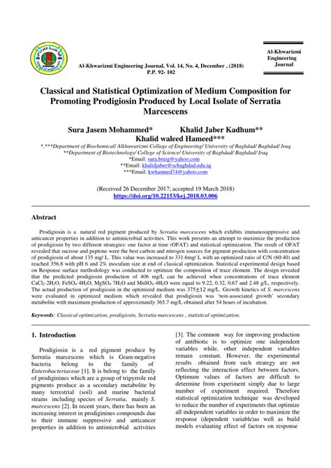 Pdf Classical And Statistical Optimization Of Medium Composition For