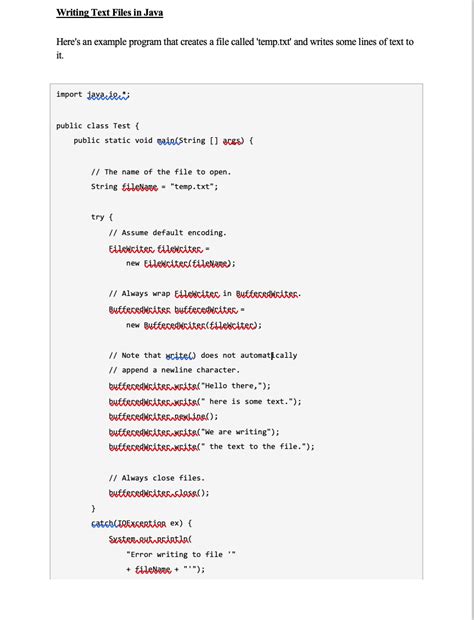Solved Writing Text Files In Java Heres An Example Program