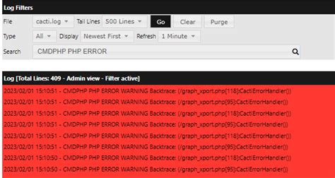 CMDPHP PHP ERROR WARNING Backtrace Graph Xport Php Issue 5217