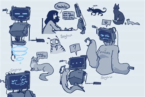 An Image Of Cartoon Characters With Cats And Dogs In The Background That Appear To Be Using