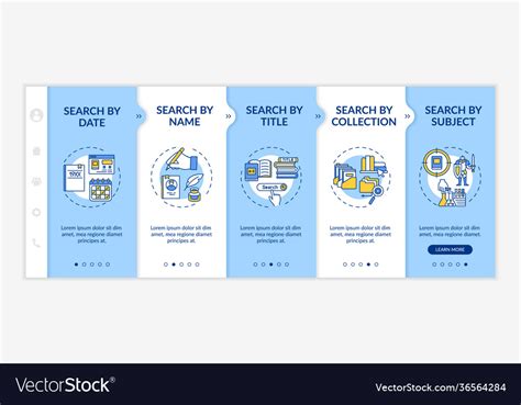 Online Library Search Types Onboarding Template Vector Image