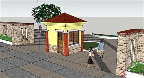 某欧式风格住宅小区简约大门su模型设计 原创 Sketchup模型库 毕马汇 Nbimer