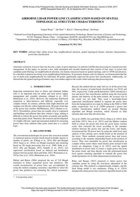 Pdf Airborne Lidar Power Line Classification Based On Spatial Topological Structure