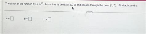 Solved The Graph Of The Function F X Ax Bx C Has Its Chegg