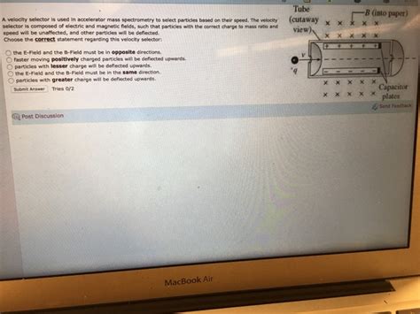 Solved A Velocity Selector Is Used In Accelerator Mass Chegg Com