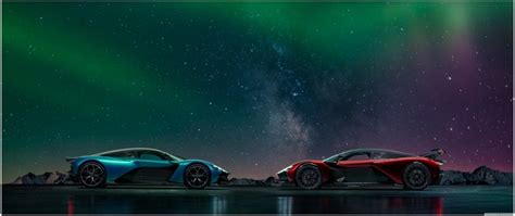 Sportwagen Unter Dem Nordlicht In Beeindruckender Landschaft Wallpapers De