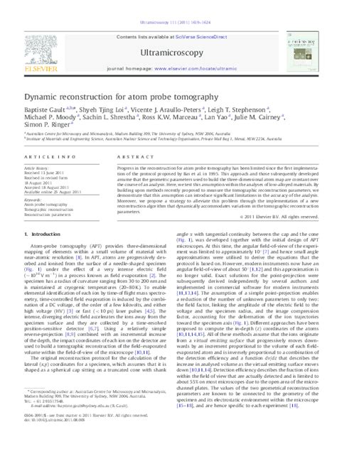 Pdf Dynamic Reconstruction For Atom Probe Tomography