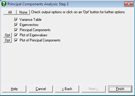 Unistat Statistics Software Principal Components Analysis