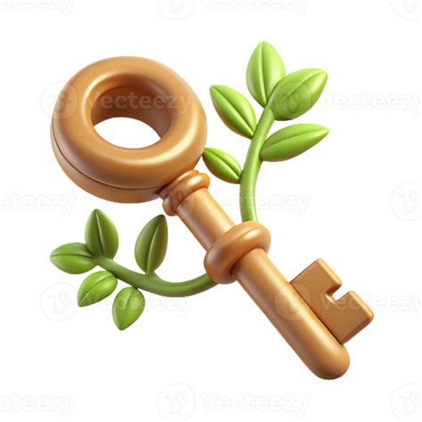 Magnificent Sought After Concept Art Style Isolated Cutout Of A Single Overgrown Vintage Key