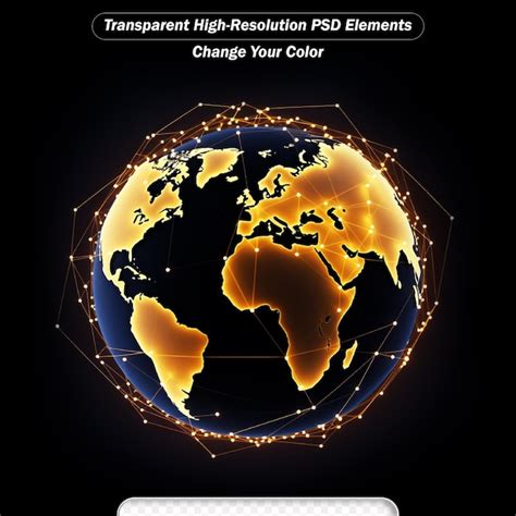 Premium Psd Global Network Connection Gold World Map Hexagonal Polygonal Mesh