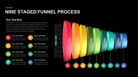 Nine Staged Process Funnel Powerpoint Template Slidebazaar