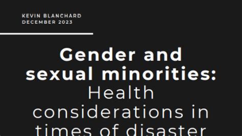 Gender And Sexual Minorities Health Considerations In Times Of