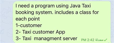Solved I Need A Program Using Java Taxi Booking System