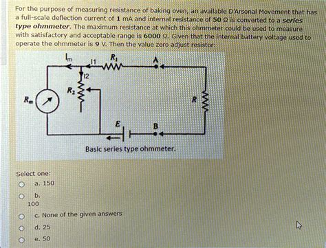 For The Purpose Of Measuring Resistance Of A Baking Oven An Available