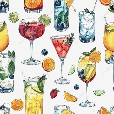 칵테일 원활한 패턴 장식적인 포장하다 종이 Png 일러스트 및 이미지 에 대한 무료 다운로드 Pngtree