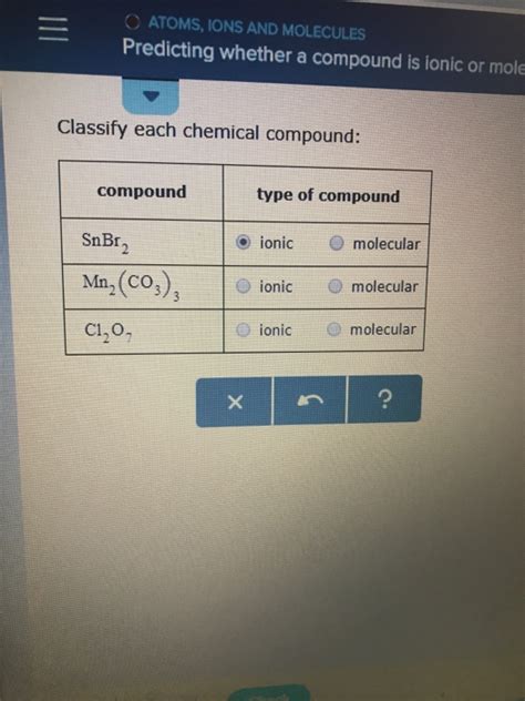 Solved Atoms Ions And Molecules Predicting Whether A