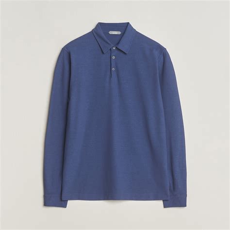 Zanone Ice Cotton Long Sleeve Polo Steel Blue Acheter Zanone Careofcarlf