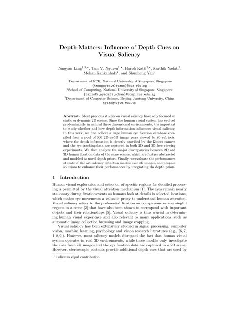 Pdf Depth Matters Influence Of Depth Cues On Visual Saliency