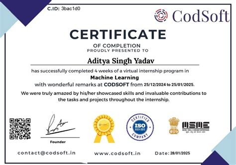 Machinelearning Internship Codsoft Artificialintelligence Datascience Aditya Singh Yadav