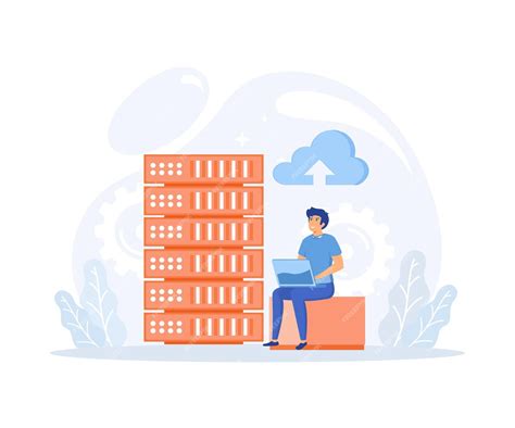 Premium Vector Big Data And Cloud Computing Business Characters Using Remote Servers