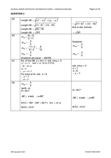 Solution Past Exam Papers Mathematics Ieb Nsc Grade 12 Past Exam Papers 2021 P2 Memo English