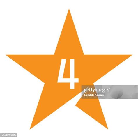 Number 4 Rating Star Five Point Star Vector Icon Isolated Star Rating