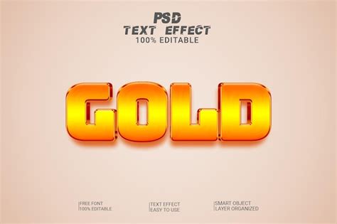 Premium Psd 3d Gold Editable Text Effect Style