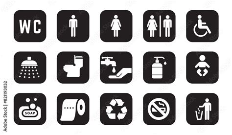 Toilet Vector Icons Set Male Or Female Restroom Wc Set Of Toilet Sign