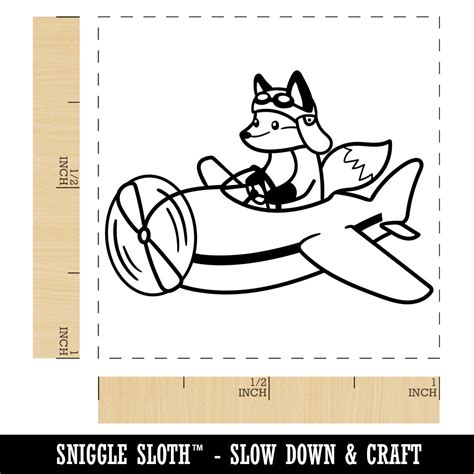 Fox Flying An Airplane Plane Self Inking Rubber Stamp Ink Stamper