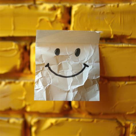 Cheerful Expression On Empty Yellow Adhesive Note With Copy Space Image Premium Ai Generated Image