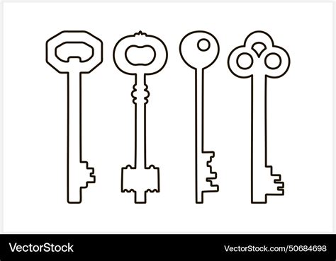 Doodle Key Icon Isolated Hand Drawn Art Line Vector Image
