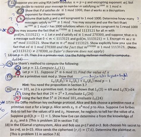 Solved 11 Suppose You Are Using Rsa With Modulus N P Q