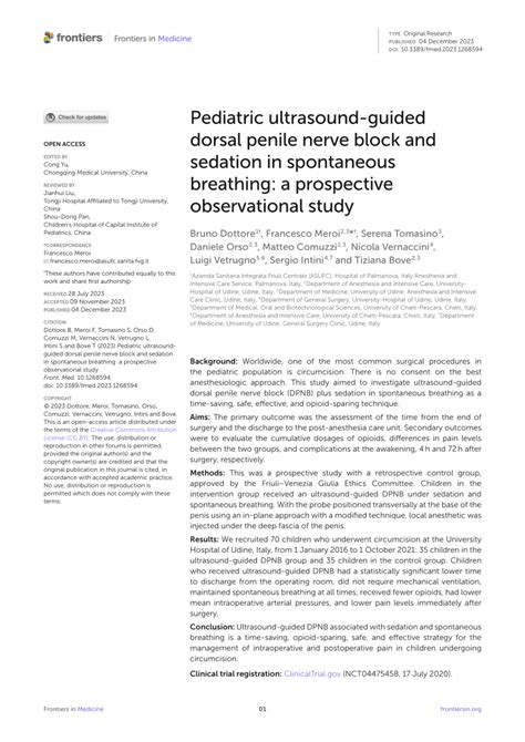 Pdf Pediatric Ultrasound Guided Dorsal Penile Nerve Block And