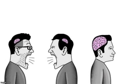Two Small Brain Men Screaming At Each Other While Big Brain Man Memes Imgflip