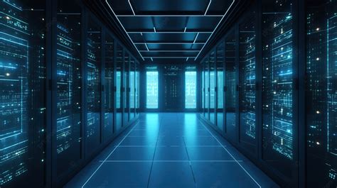 The Data Center Corridor With Many Servers Inside Background 3d Rendering Of The Server Room