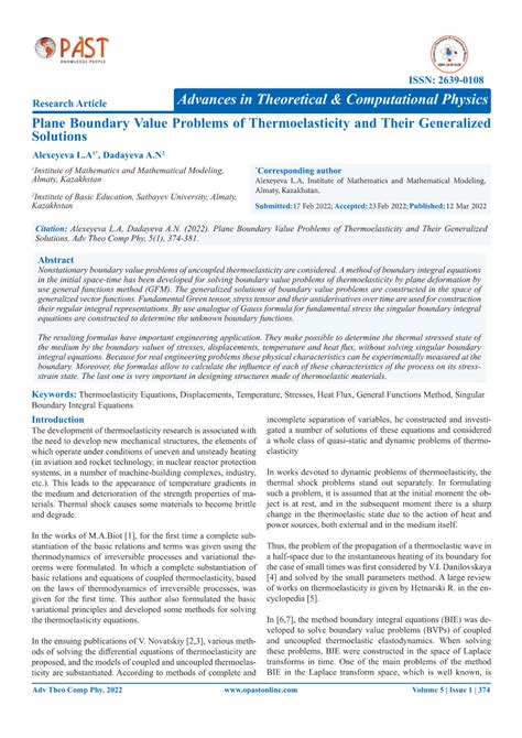 Pdf Plane Boundary Value Problems Of Thermoelasticity And Their Generalized Solutions