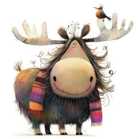 Quirky Moose Clip Art 12 High Res Watercolor S Junk Journals Scrapbooking Card Making