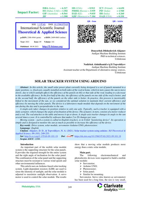PDF SOLAR TRACKER SYSTEM USING ARDUINO