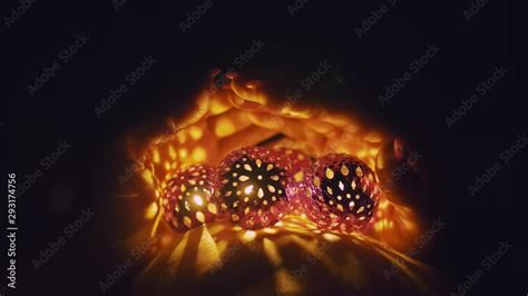 Magic Hot Light From Lanterns Falls On The Woman Eyes The Naked Adult Sexy Caucasian Girl Lies