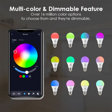 Crabtek Wi Fi BT Smart Led Bulb 9W Beacon RGB CCT Dimming Bulb Color Changing Music Sync Voice