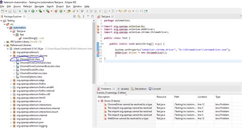 Java Chromedriver Webdriver Can Not Be Resoved To A Type Error On Eclipse Stack Overflow