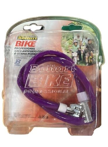 Bottari მოტოციკლის ველოსიპედის საბურავის კომბინაციური ჩამკეტი იასამნისფერი Veli Store