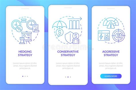 Working Capital Strategies Blue Gradient Onboarding Mobile App Screen Stock Illustration