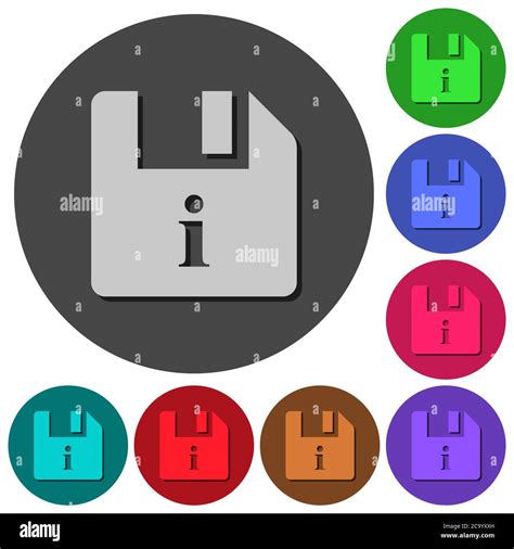 File Info Icons With Shadows On Color Round Backgrounds For Material