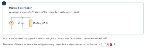 Solved Required Information A Voltage Source Of Vrms Chegg Com