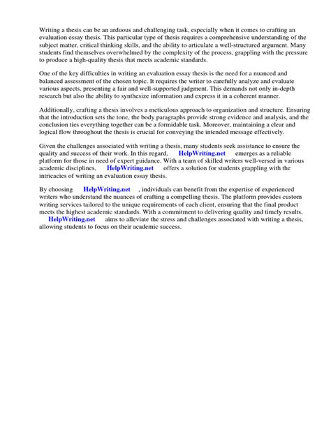 How To Write An Evaluation Essay Thesis Pdf Essays Evaluation