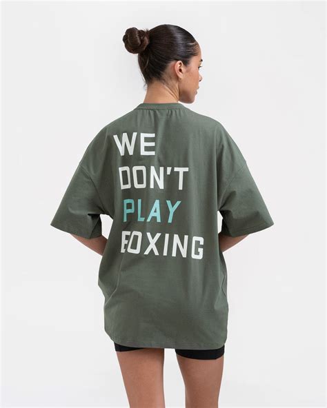 Womens We Dont Play Boxing Oversized T Shirt Green Boxraw