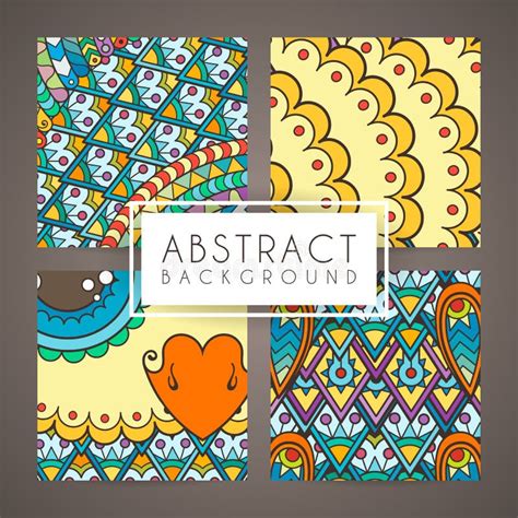 Set Of Four Vector Monochrome Intricate Patterns Doodle Zentangle Stock Vector Illustration