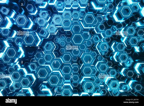 Abstract Blue Of Futuristic Surface Hexagon Pattern Hexagonal