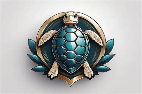 Turtle Emblem Symbol On White Background Premium Ai Generated Image